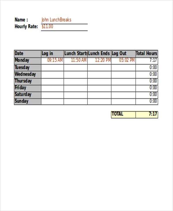 9 Lunch Schedule Templates Sample Examples 9 Lunch Schedule Templates Sample Examples