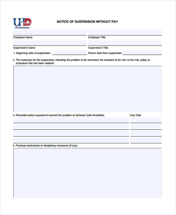7+ Notice of Suspension Templates - Free Sample, Example Format Download