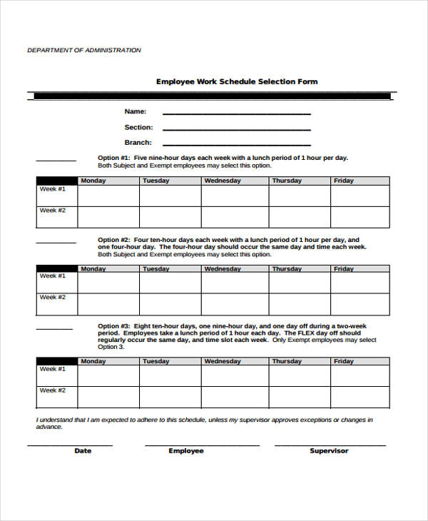 Work Schedule Template - 20+ Free Sample, Example Format Download