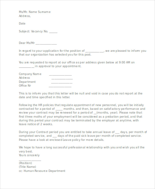 13+ Sample Official Appointment Letters