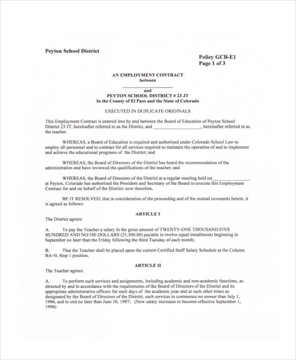 9+ Teacher Contract Templates - Google Docs | MS Word | Apple Pages ...