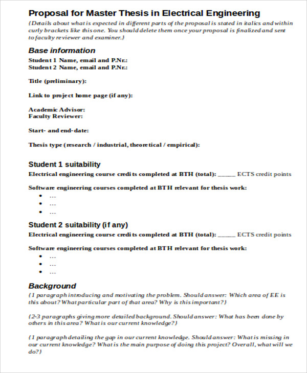Thesis Proposal Template 9 Free Word PDF Format Download