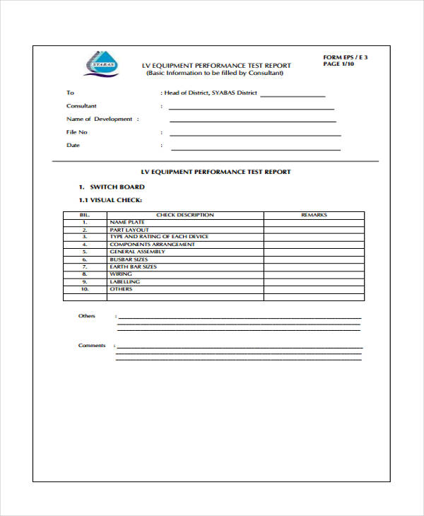 Performance Test Report Template