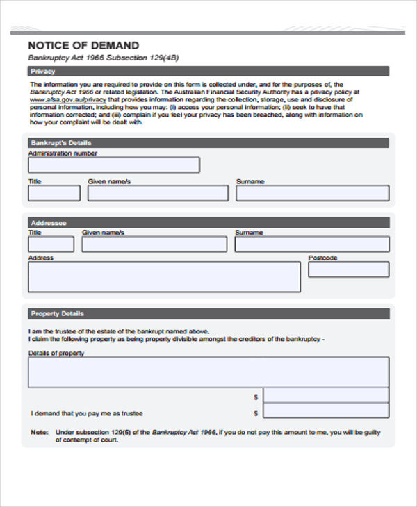 9 Demand Notice Templates - Free Sample, Example Format Download
