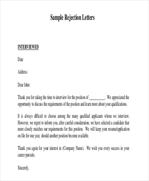41 Thank You Letter After Job Rejection