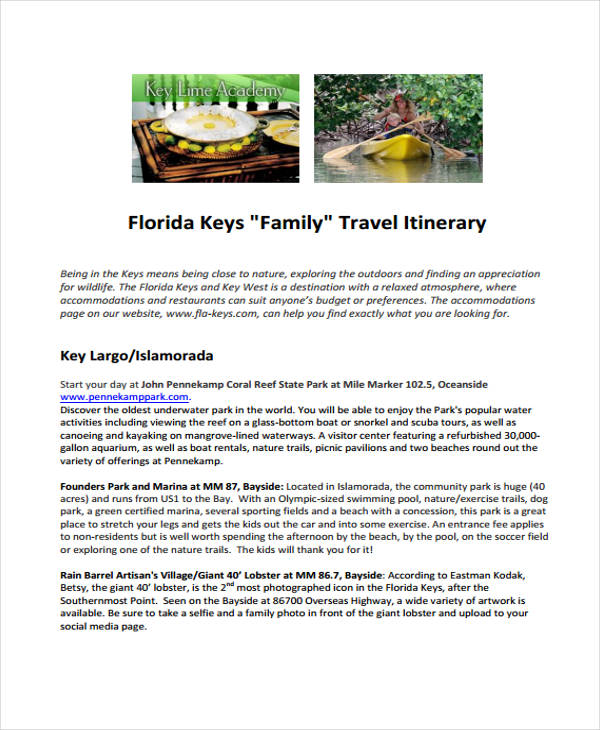 9+ Travel Itinerary Templates - Free Word, PDF Format Download