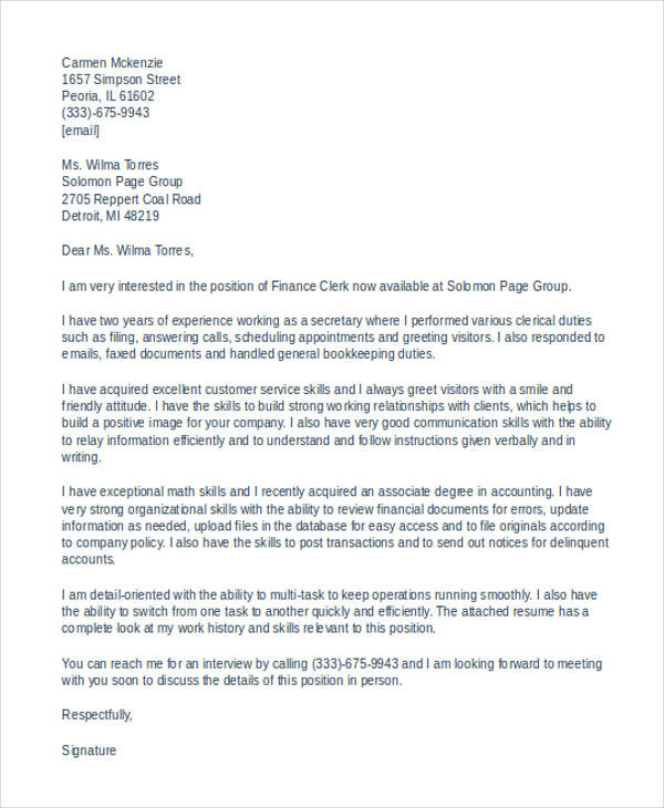 11 Finance Cover Letter