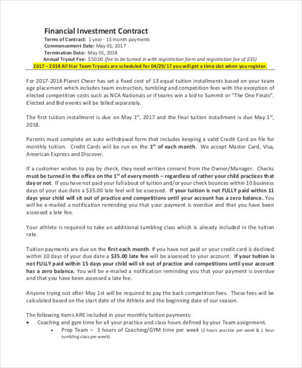 17+ Investment Contract Templates - MS Word | Google Docs | Pages | PDF