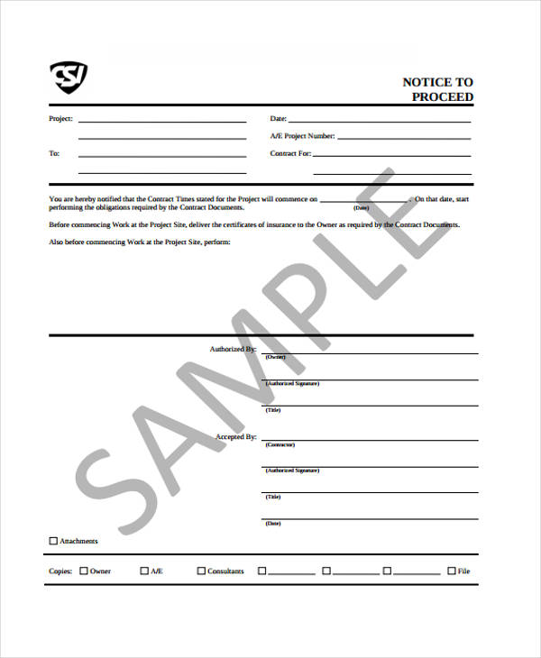 Notice to Proceed Templates - 8 Free Word, PDF Format Download