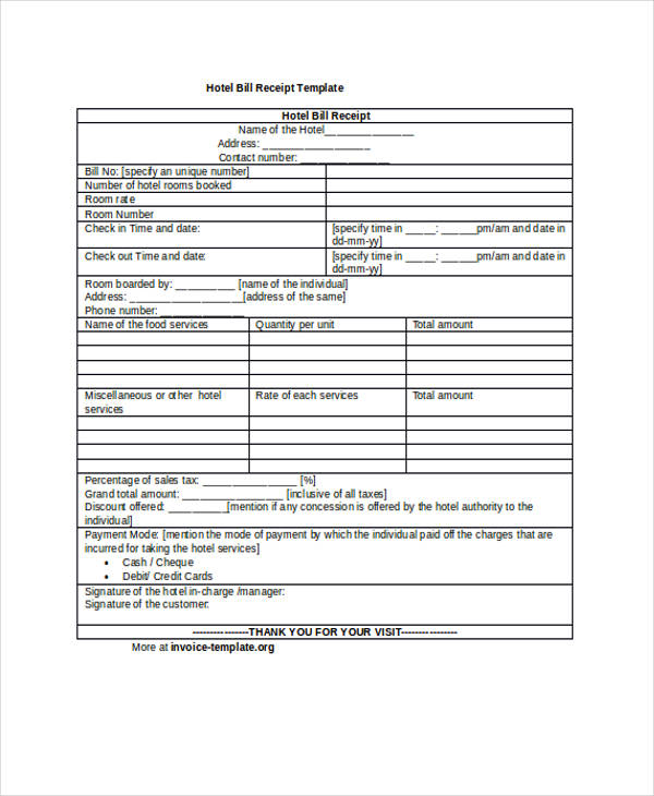 Bill Receipt Template - 14+ Free Word, PDF Format Download
