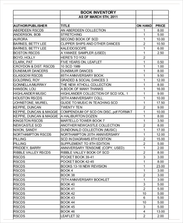 6+ Book Inventory Templates - Sample, Example