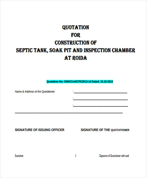 33+ FREE Construction Quotation Templates - AI, PSD, Google docs