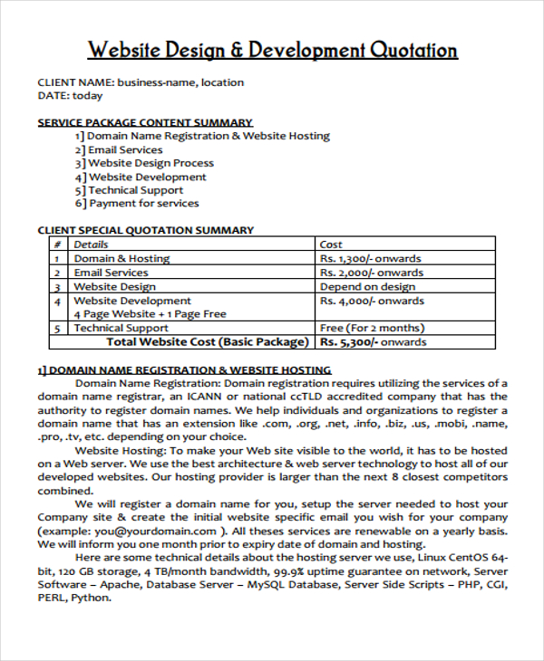 9+ Design Quotation Template -Word, PDF, PSD, Google Docs, Apple Pages