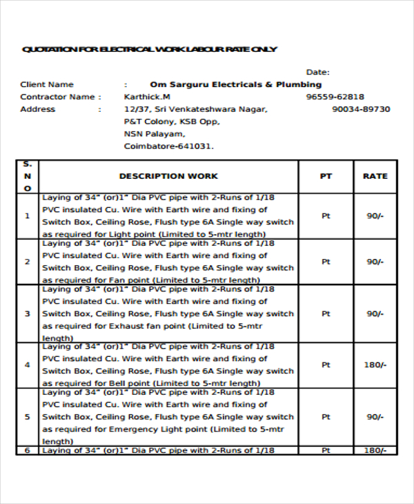 14+ Electrical Quotation Templates - PDF, Google docs, Apple pages