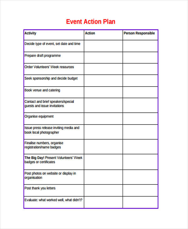 16+ Event Action Plan Templates - Sample, Example Format Download