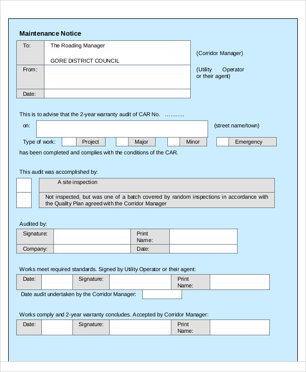 11+ Maintenance Notice Templates - Free Sample, Example Format Download