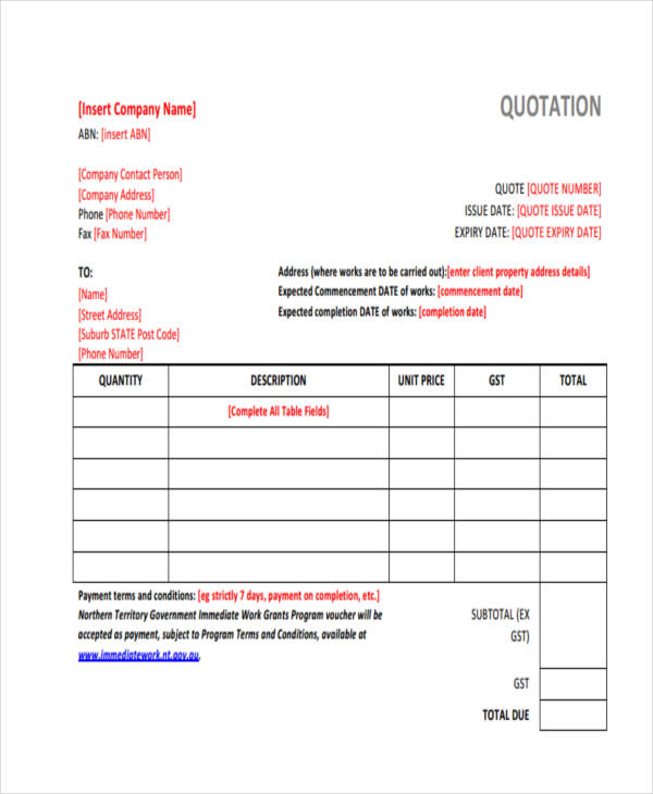 14+ Professional Quotation Templates - PDF, Word