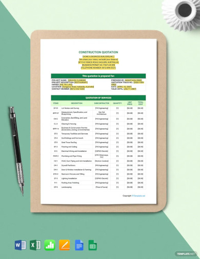 33+ FREE Construction Quotation Templates - AI, PSD, Google docs