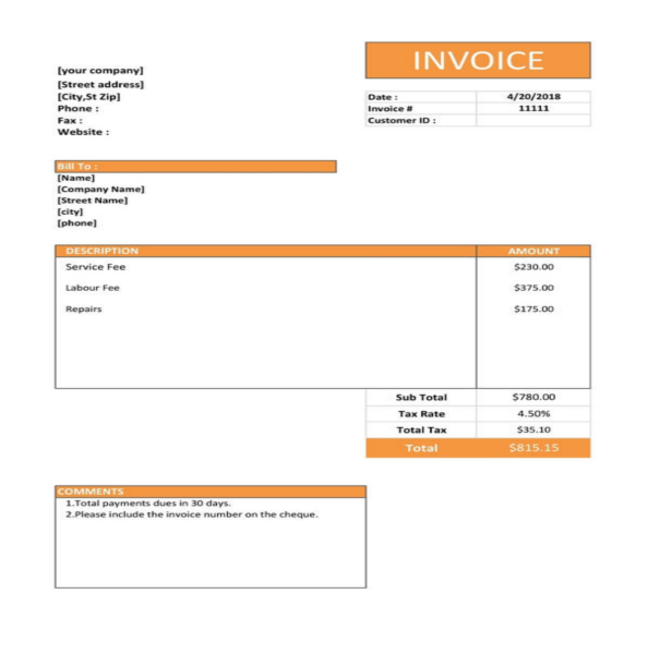 43+ Free Invoice Templates