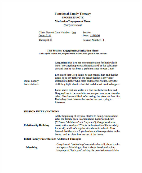 Session Notes Template New Professional Template