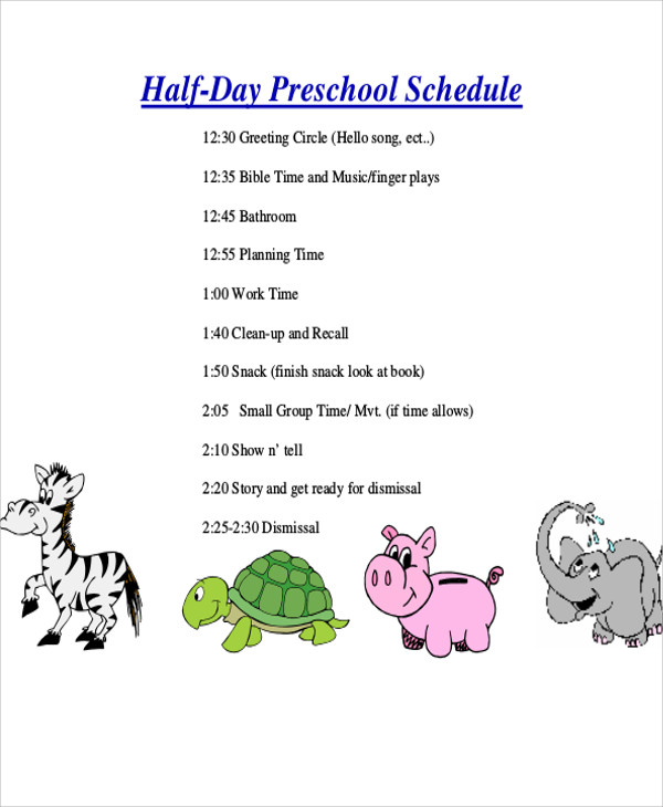 Preschool Schedule Template 9 Free Sample Example Format Download Preschool Schedule Template 9 Free Sample Example Format Download