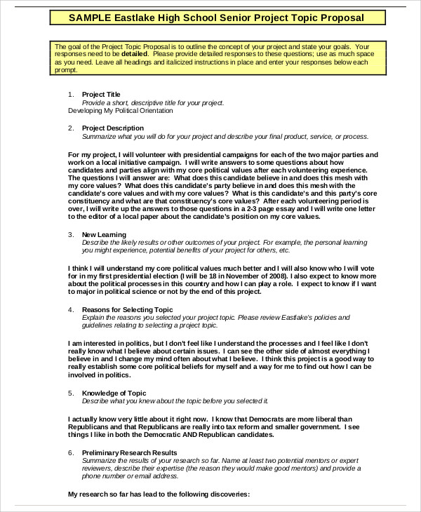 Student Project Proposal Sample DocTemplates