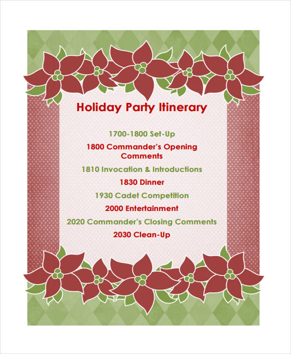 Proposal For Christmas Party Template 9 Party Itinerary Templates 