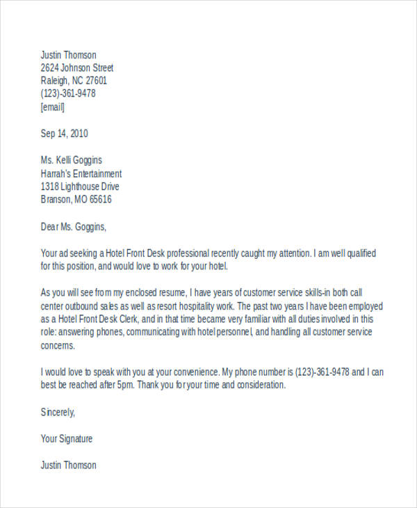 Cover Letter For Front Desk Receptionist With No Experience 