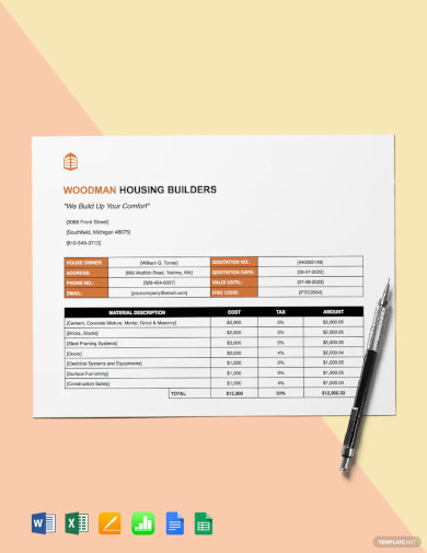 33+ FREE Construction Quotation Templates - AI, PSD, Google docs