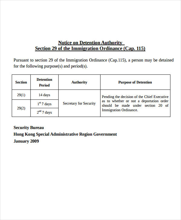 8 Detention Notice Templates - Free Sample, Example Format Download