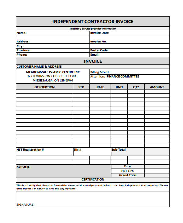 General Contractor Invoice Template