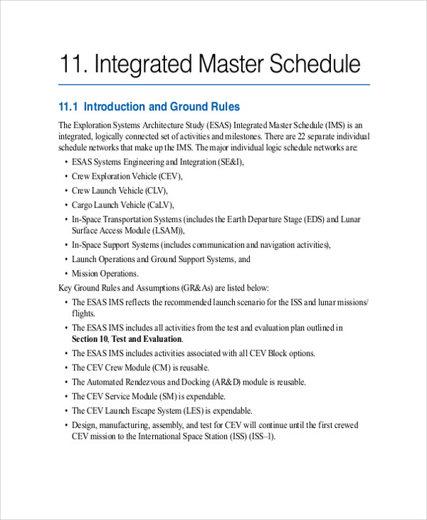 Master Schedule Templates - 11 Free Samples, Examples Format Download