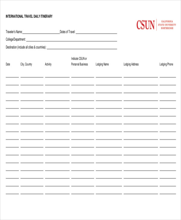 Daily Itinerary FREE DOWNLOAD Elsevier Social Sciences