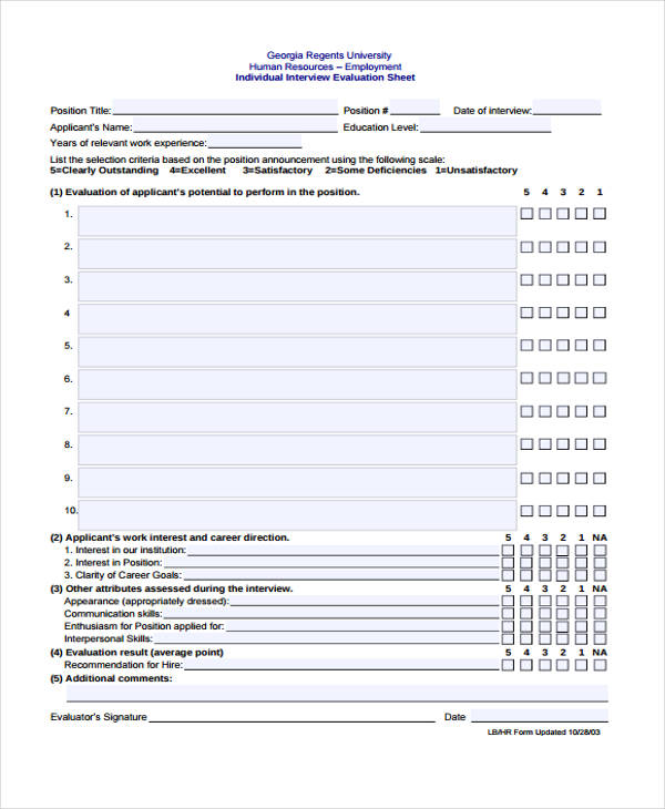 Interview Sheet Template - 10+ Free PDF,Word Format Download