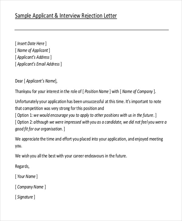 Job Decline Letter After Interview For Your Needs Letter Template 
