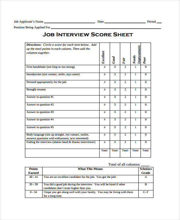 14+ Score Sheet Templates - Free Samples, Examples Format Download