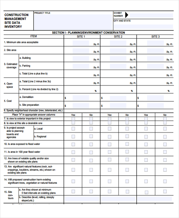 7+ Sample Data Inventory