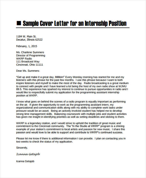 Internship Cover Letter - 10+ Free Word, PDF Format Download