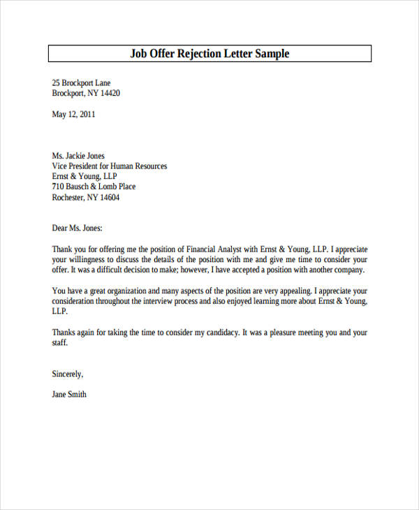 14+ Polite Rejection Letter - Free Sample, Example format Download