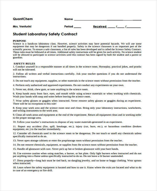 Safety Contract Templates - 9+Free Word, PDF Format Download