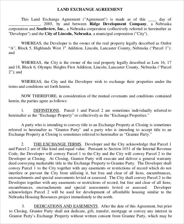 Exchange Agreement Template -15+ Free Word, PDF Format Download