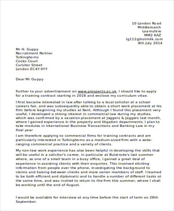 9 Legal Cover Letter Free Word PDF Format Download