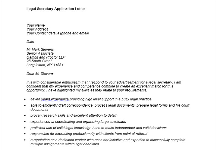 Application Letter For Secretary Post