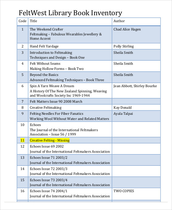 6+ Book Inventory Templates - Sample, Example