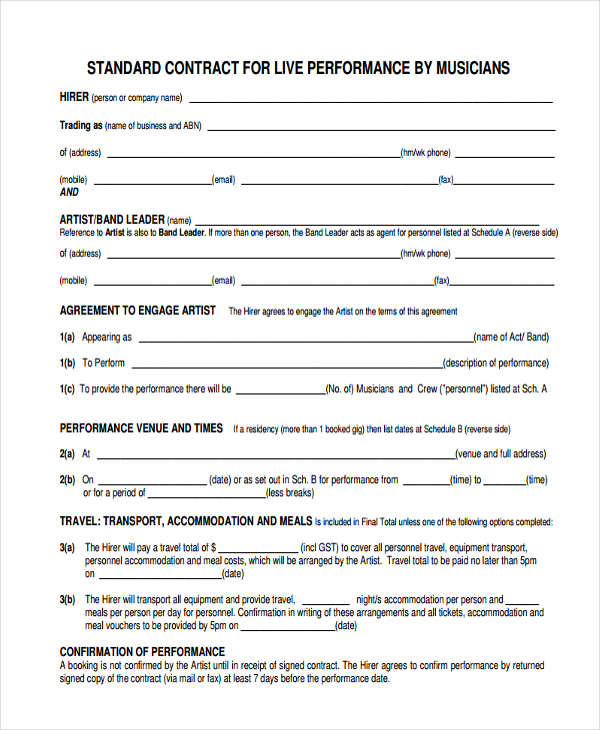 19+ Music Contract Templates - Word, Google Docs Format Download