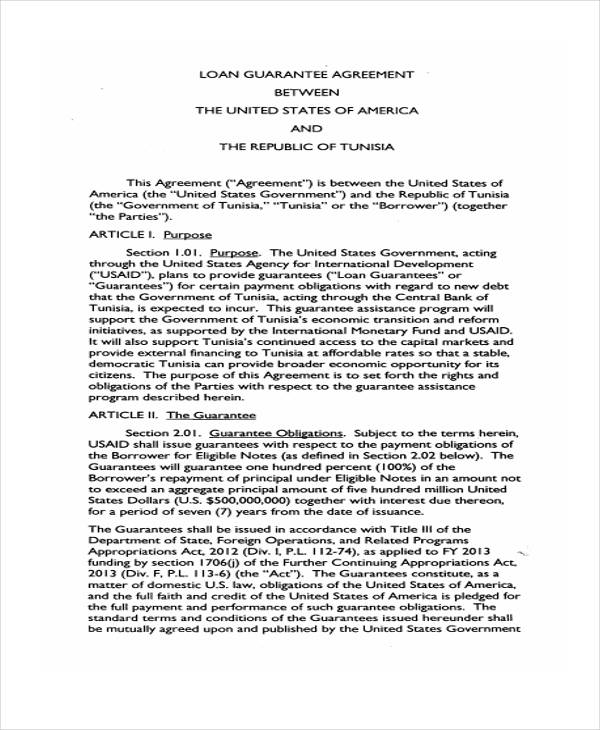 Guaranty Agreement Templates - 9+ Free Word, PDF Format Download