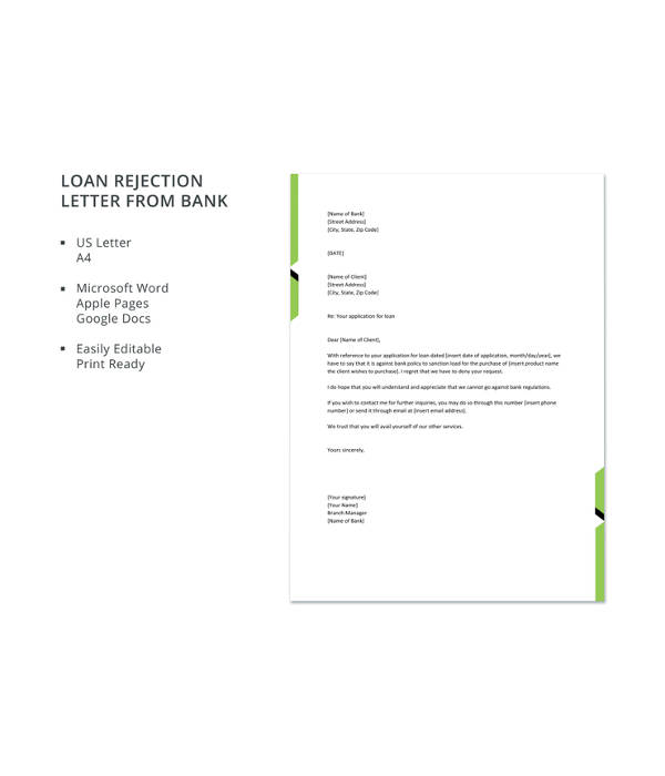 Loan Rejection Letters - 10+ Free Sample, Example Format Download