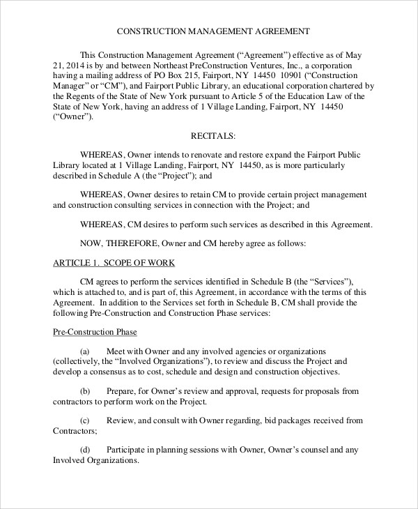 16+ FREE Construction Agreement Templates - Word, PDF, Pages