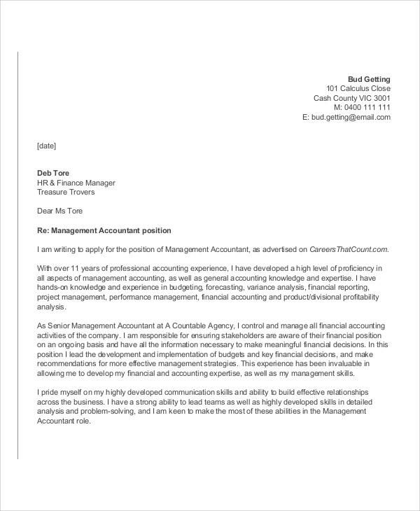 16+ Accounting Cover Letter - Word, PDF