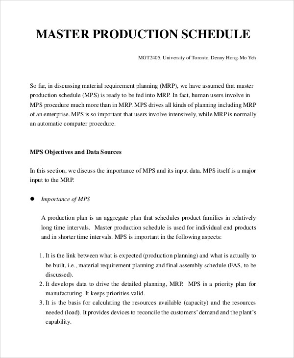 Master Schedule Templates - 11 Free Samples, Examples Format Download